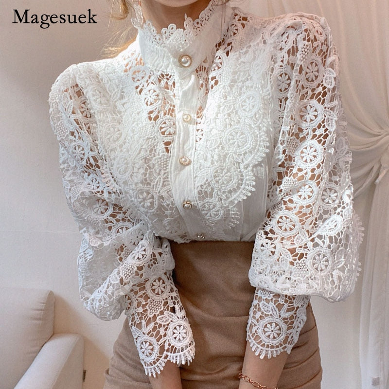 Elegant Lace Flower Blouse | Elevateboutiqueshop.com